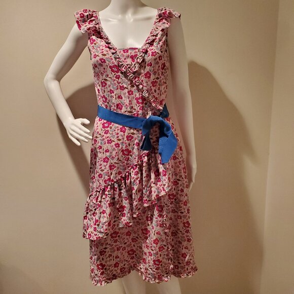 Marc Jacobs | Dresses | Marc Jacobs Floral Silk Ruffle Belted Dress ...